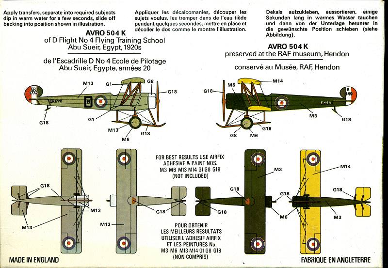 1967 Avro 504K 1.72 - - The Airfix Tribute Forum